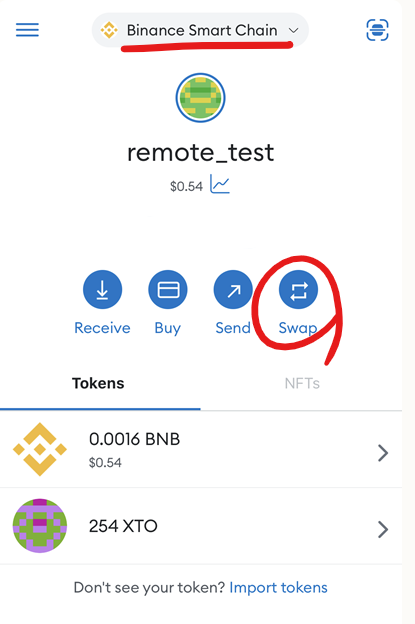 XTO - BNB Swap - EXTOCIUM